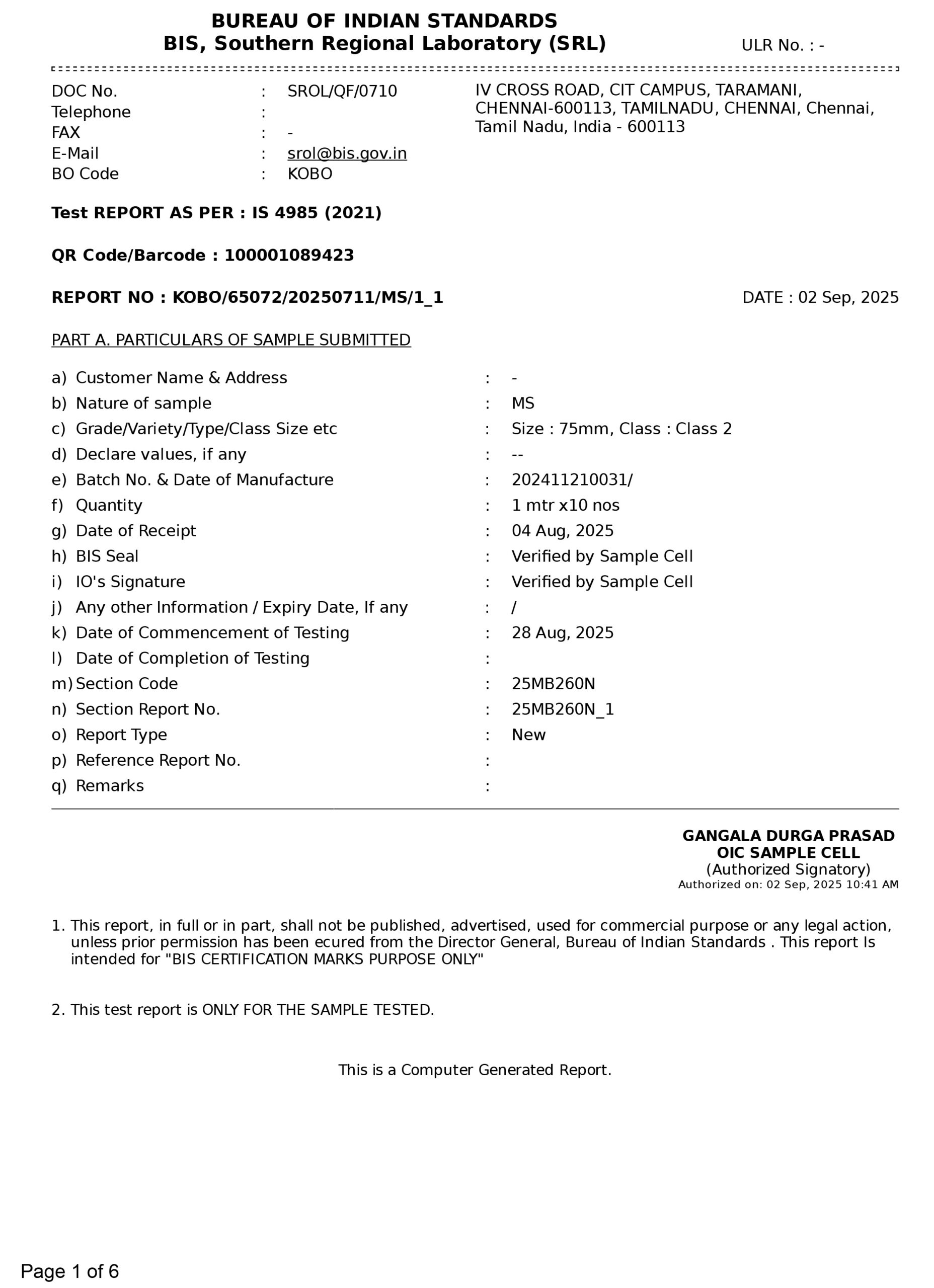 Certificates – Rithvik Pipe’s Quality & Compliance Credentials