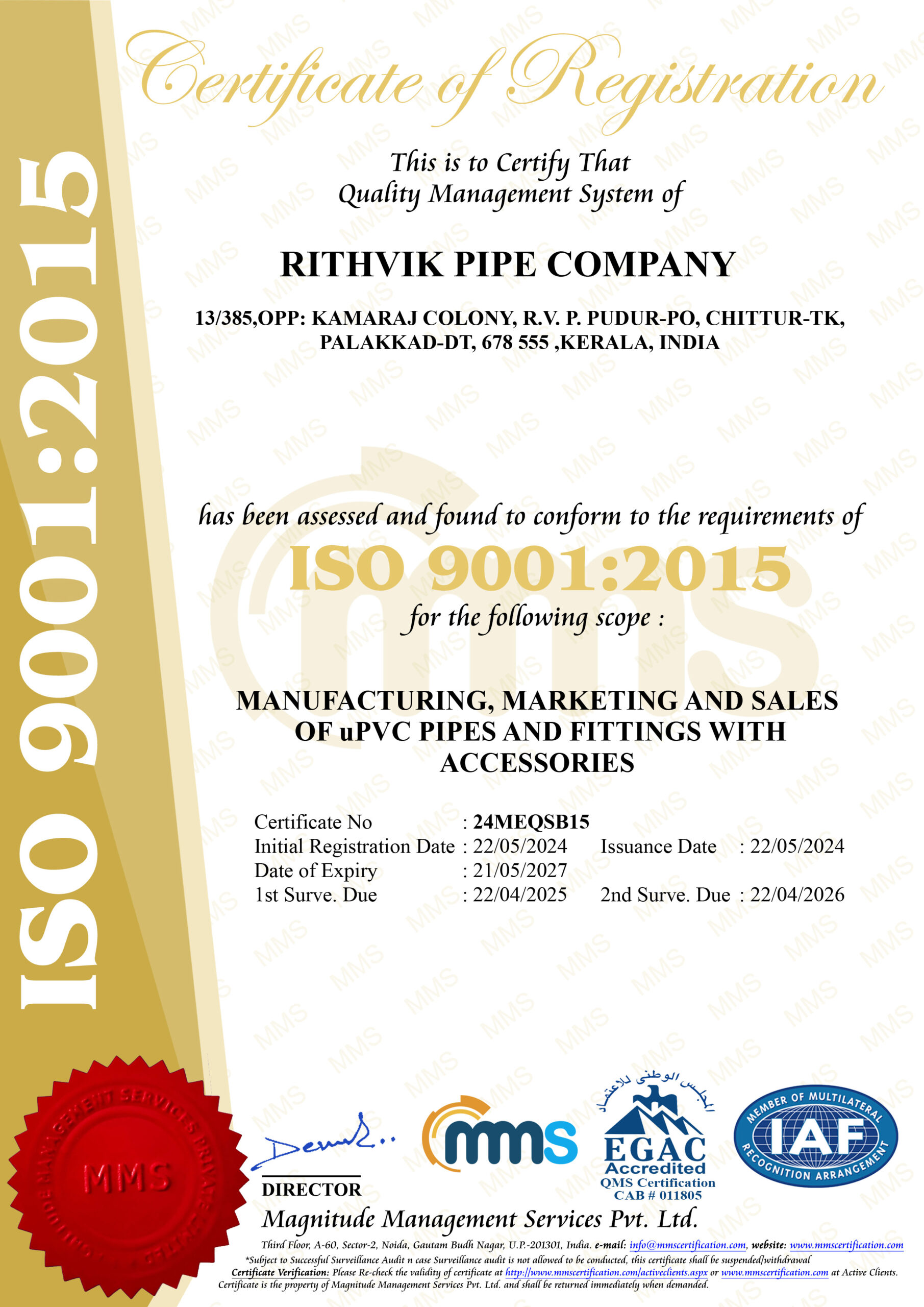 Certificates – Rithvik Pipe’s Quality & Compliance Credentials